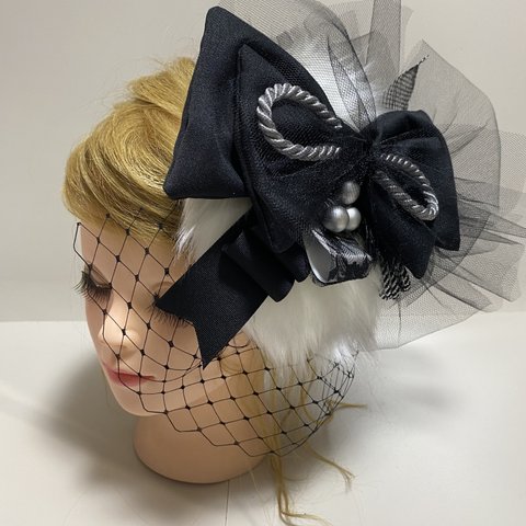 トークハット トーク帽 カクテルハット ヘッドドレス リボン H トークハット トーク帽 カクテルハット ヘッドドレス リボン H
