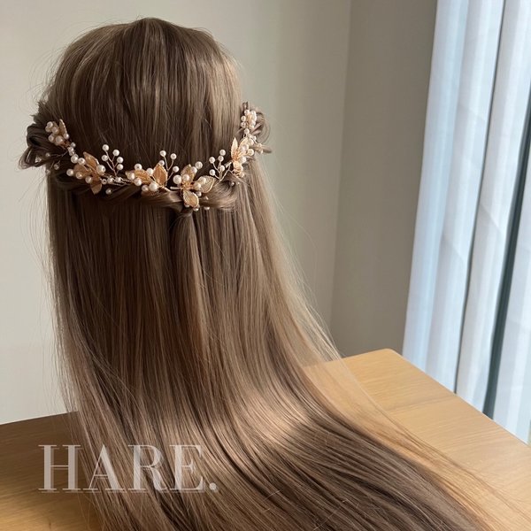 ヘッドドレス ゴールドフラワー ヘアドレス 小枝 パール ヘッドドレス ゴールドフラワー ヘアドレス 小枝 パール