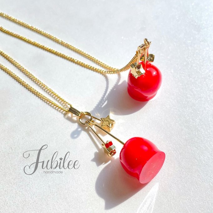 りんご飴のネックレス✩.*˚赤リンゴ&青リンゴ - Jubilee'S りんご飴のネックレス✩.*˚赤リンゴ&青リンゴ - Jubilee'S